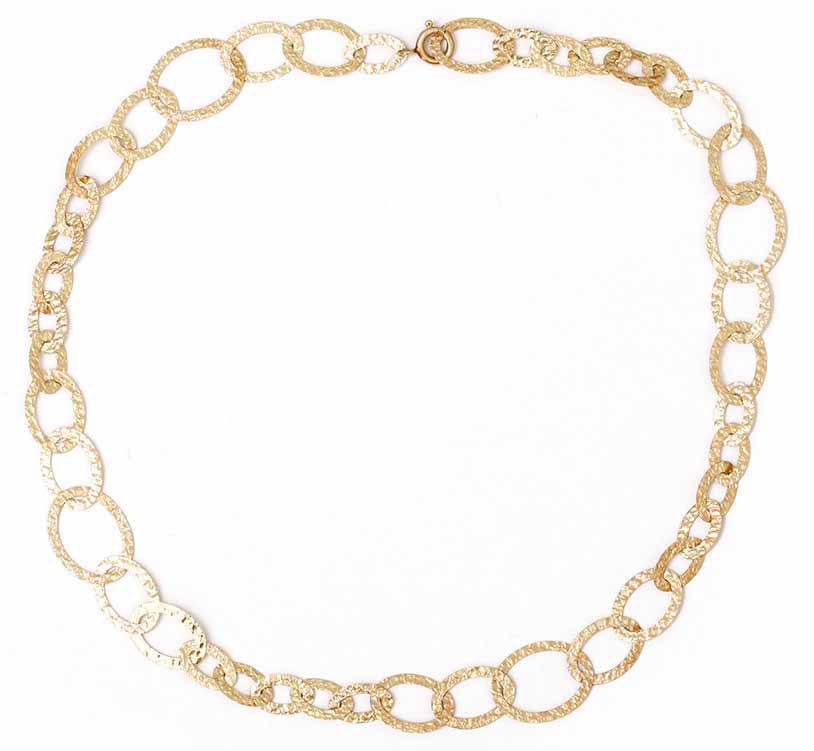 Beautiful 14K Yellow Gold Hammered Oval Link Necklace Beautiful 14K Yellow Gold Hammered Oval Link Necklace